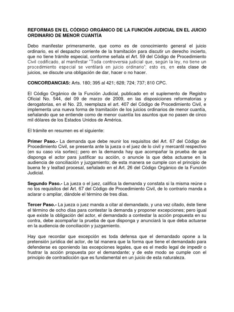 Proceso Juicio Ordinario de Menor Cuantia Proceso Juicio Ordinario de Menor Cuantia