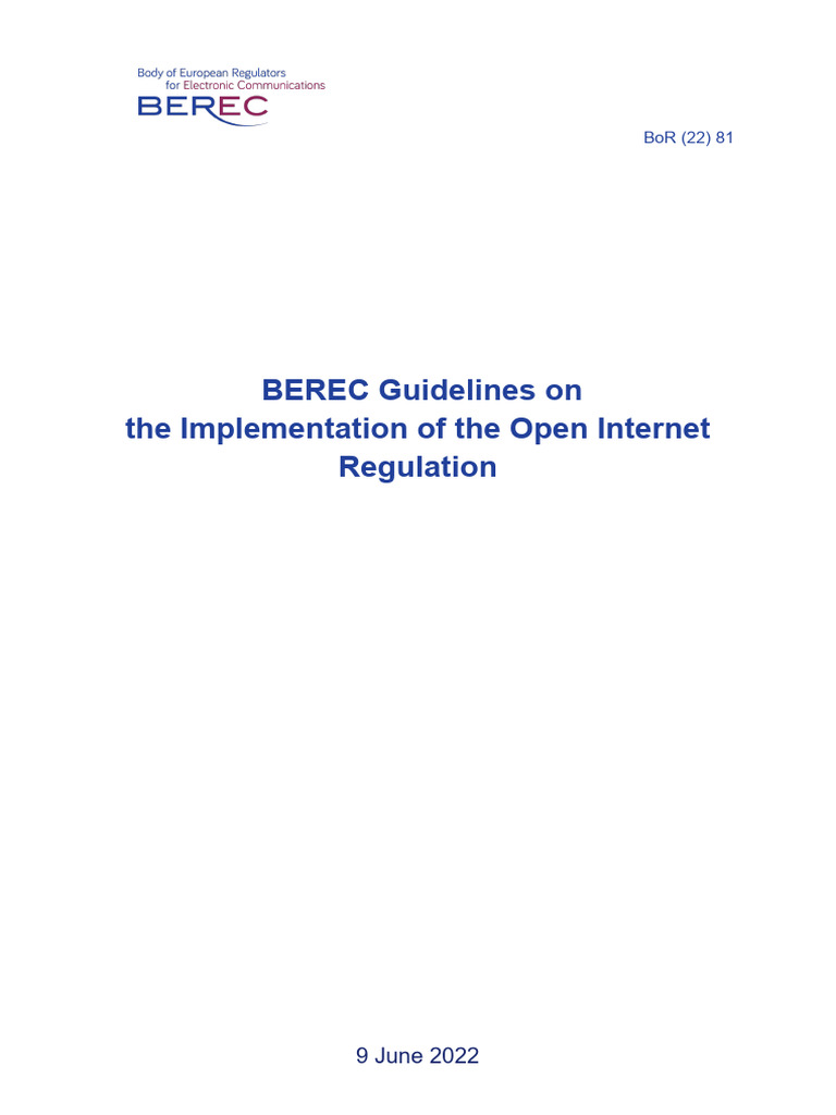 BEREC Guidelines On The Implementation of The Open Internet Regulation ...