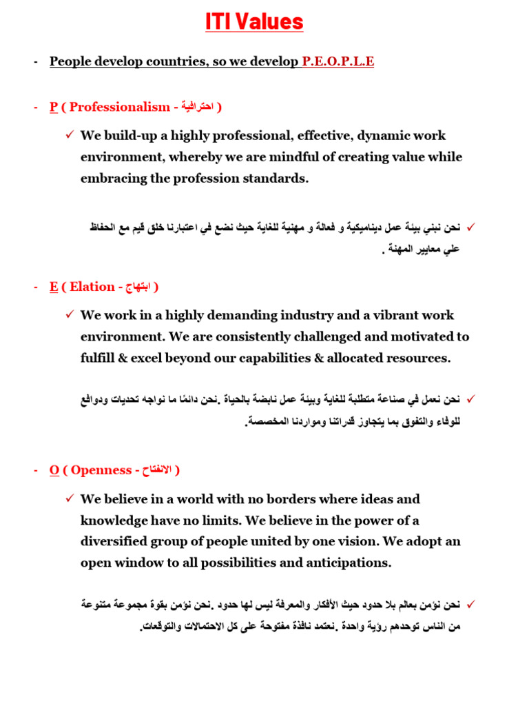 ITI Values | PDF