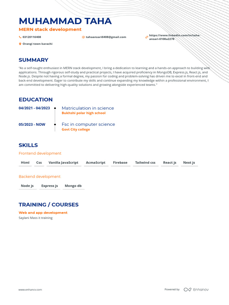 Muhammad Taha Resume | PDF | Career & Growth