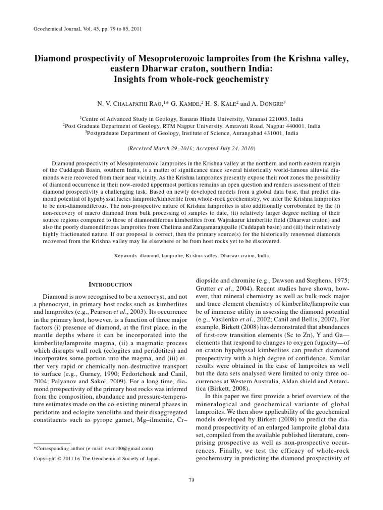 Diamond Prospectivity of Mesoproterozoic | PDF | Diamond | Geochemistry