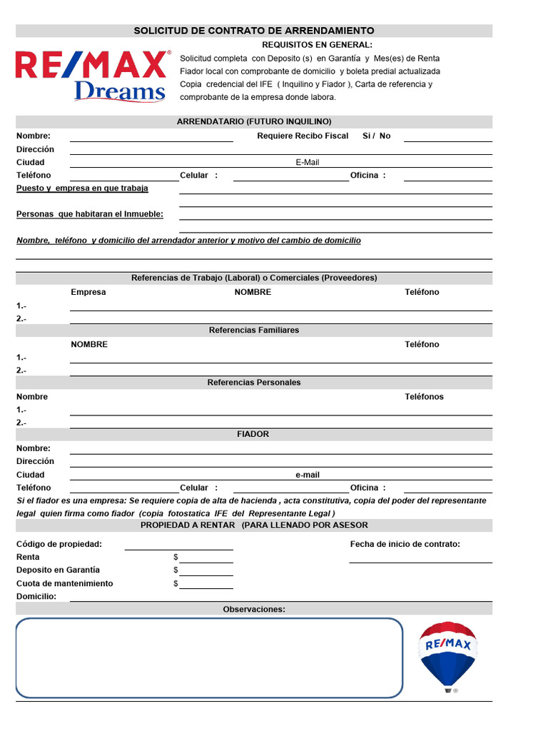 Solicitud de Renta | PDF | Derecho privado | Derecho contractual