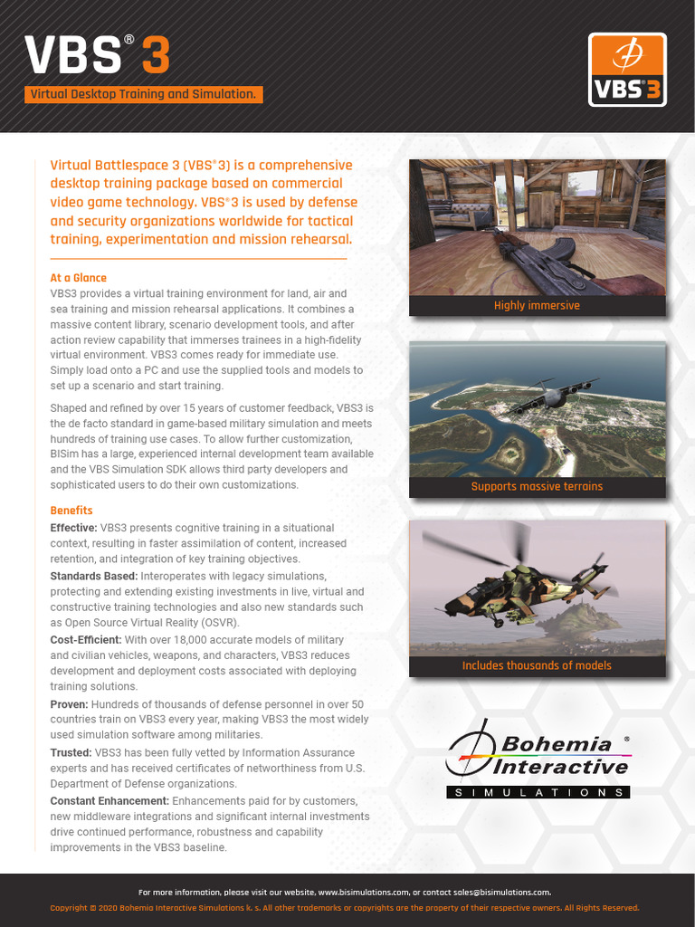 Bisim Product Flyers June2020 Vbs3 | PDF | Simulation | Virtual Reality
