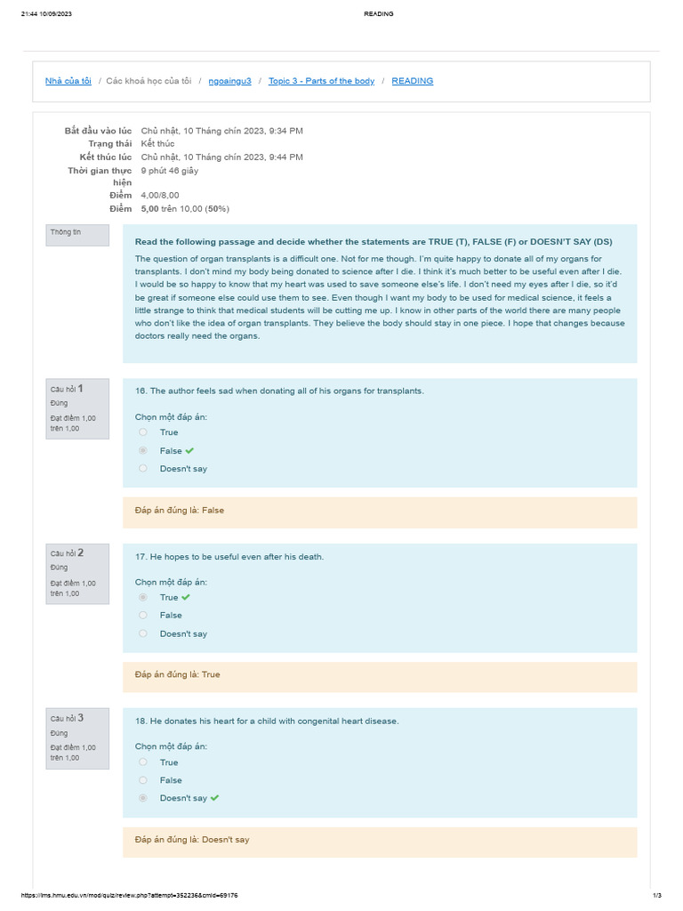 READING - Part of Body | PDF | Hand | Thorax