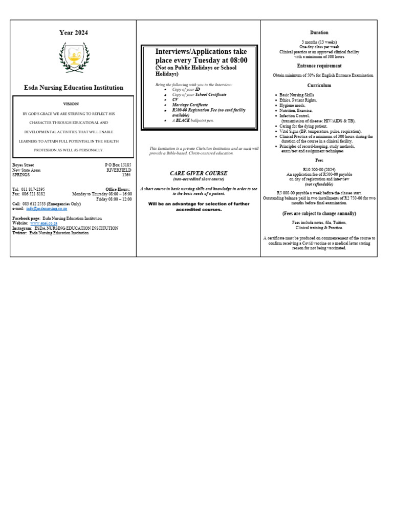 Pamphlet 2024 CG | PDF | Nursing | Medicine