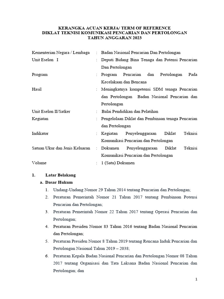 Tor Diklat SBK Diklat Teknisi Kom | PDF