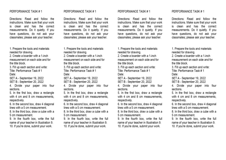 Performance Task 1 Direction | PDF