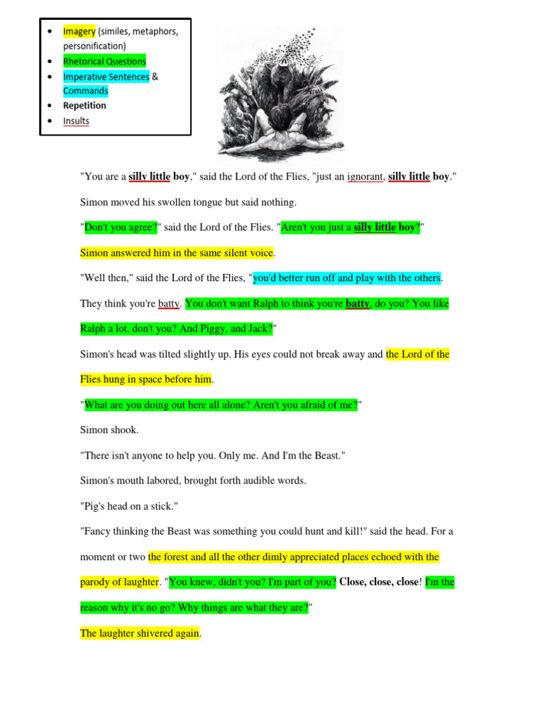 The Lord of The Flies Extract Annotated | PDF | Language Arts & Discipline
