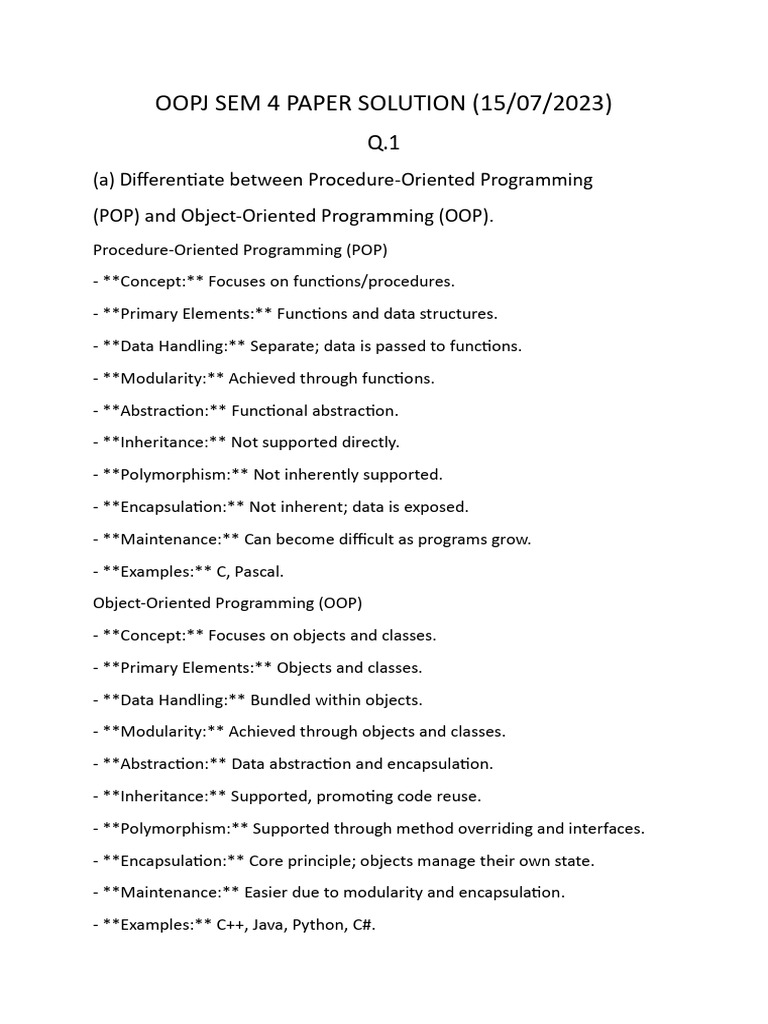 Oopj Sem 4 Paper Solution 1 | PDF | Inheritance (Object Oriented Programming) | Method (Computer ...