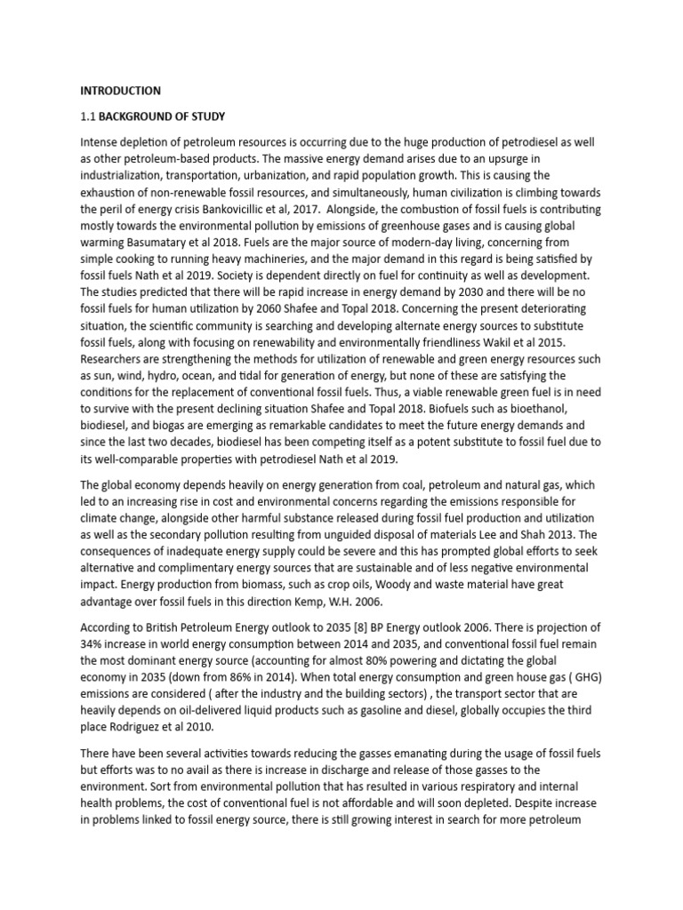 Chapter 1 Pdf Biodiesel Fossil Fuels