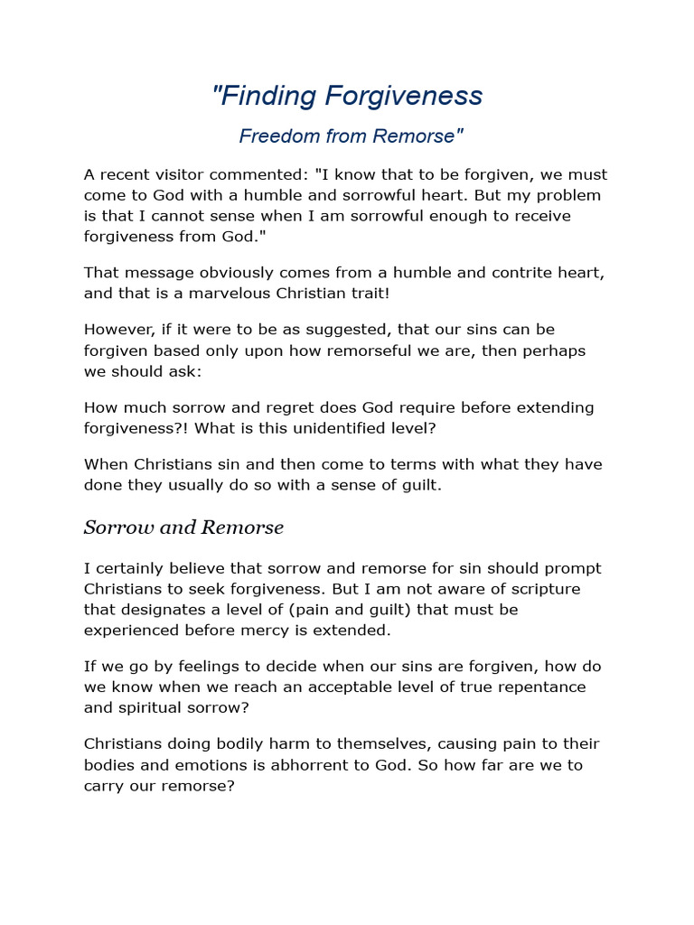 Finding Forgiveness | PDF | Forgiveness | Guilt (Emotion)