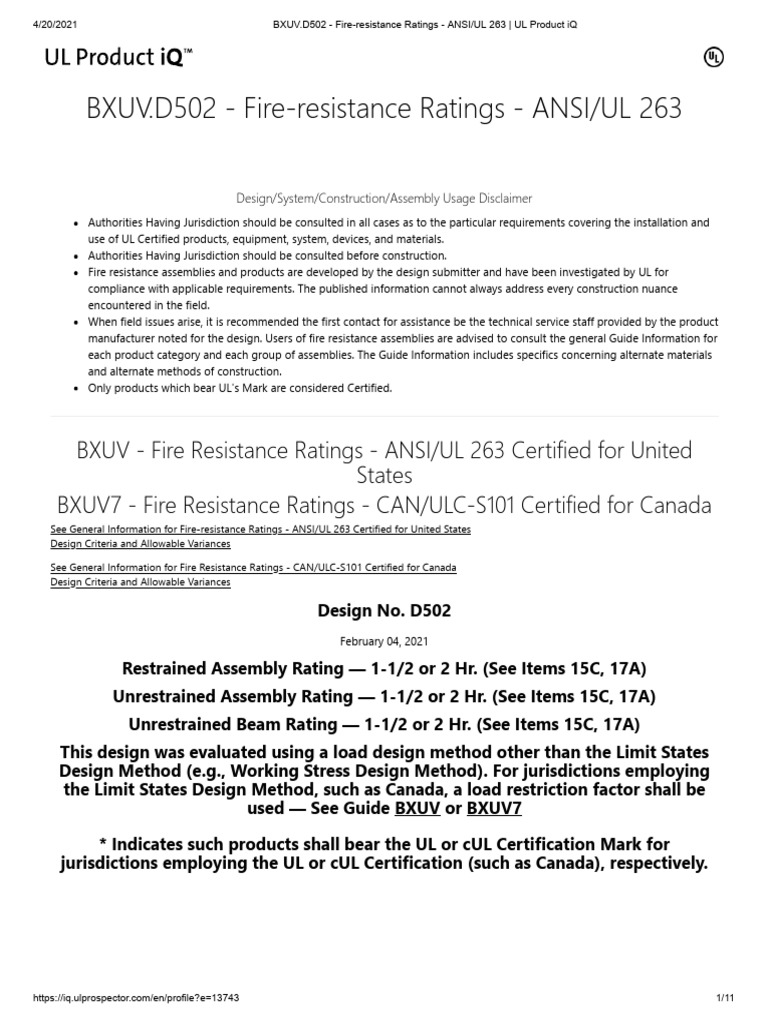 UL 263 Fire Resistance Ratings Overview | PDF | Drywall | Building ...