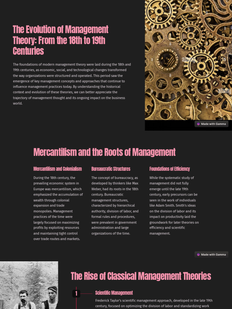 Management Theory Evolution: 18th-20th Centuries | PDF | Bureaucracy ...