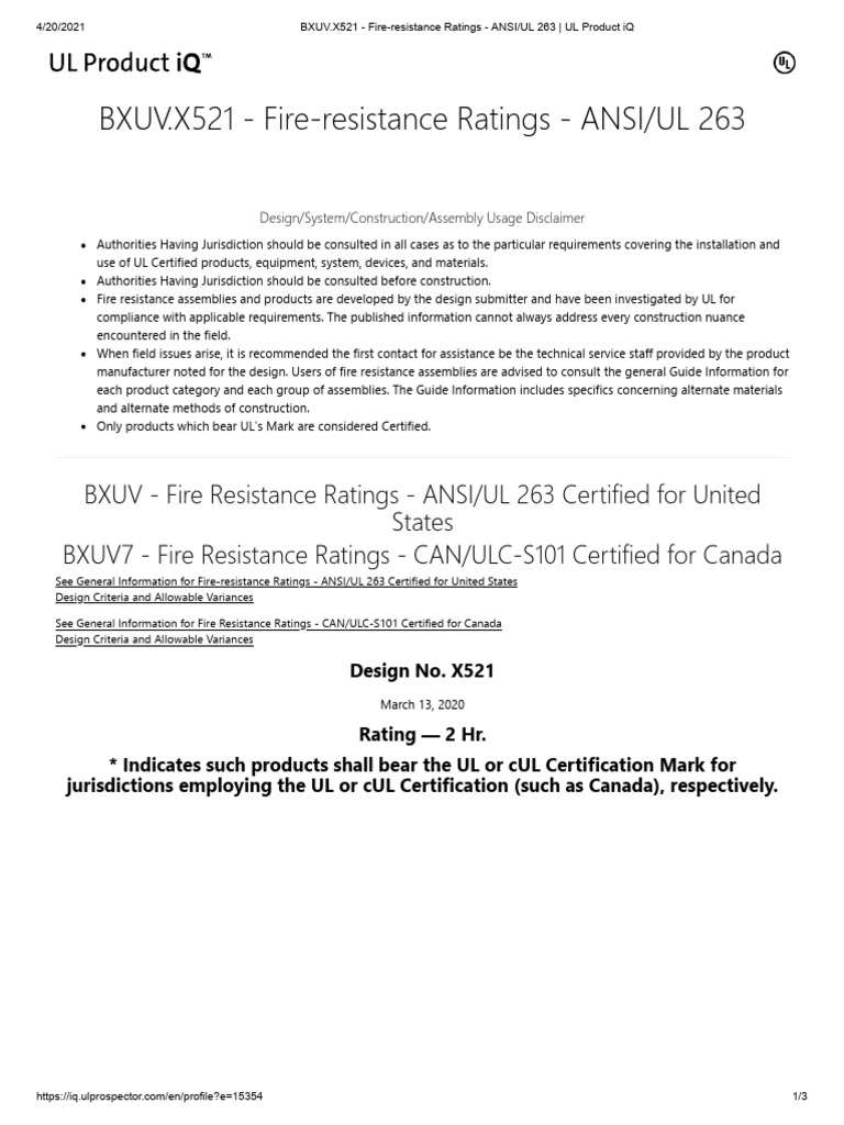 UL 521 Fire Resistance Ratings Guide | PDF | Drywall | Building Engineering