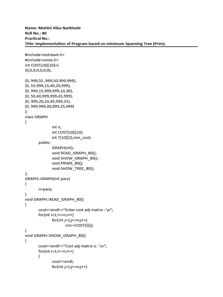 PRIM Spanning 80 | PDF | Applied Mathematics | Algorithms