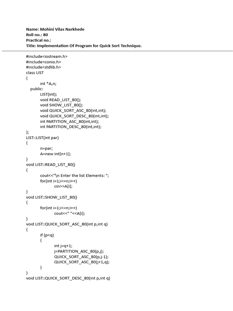 QK Sort 80 | PDF | Software Engineering | Computer Programming