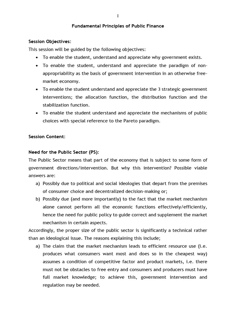 Handout Six-Fundamental Principles of Public Finance | PDF | Taxes ...