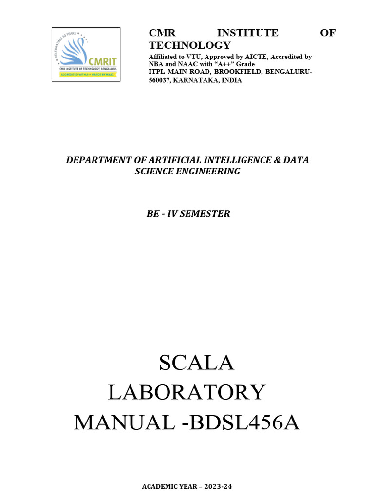Lab Manual AInDS Scala (Updated) | PDF | Scala (Programming Language) | Engineering