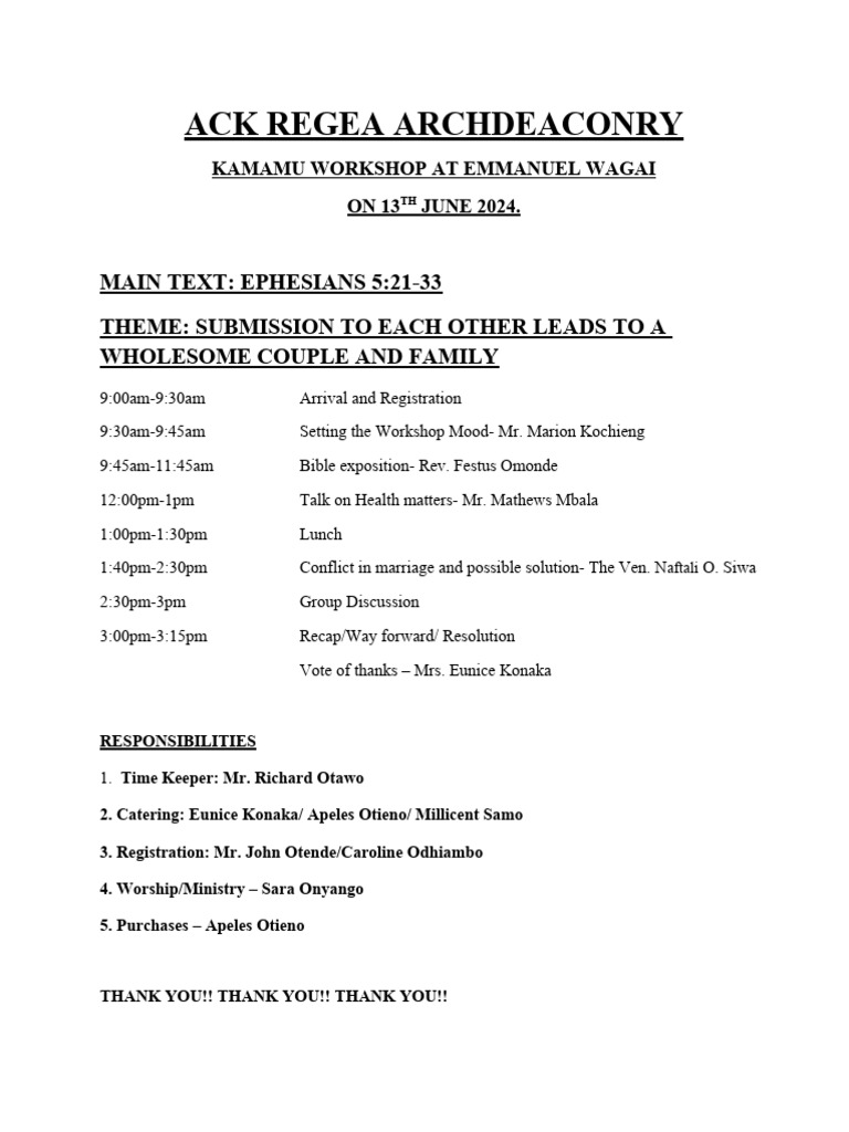 Ack Regea Archdeaconry | PDF