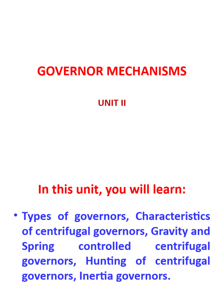 GOVERNORS | PDF | Lever | Force
