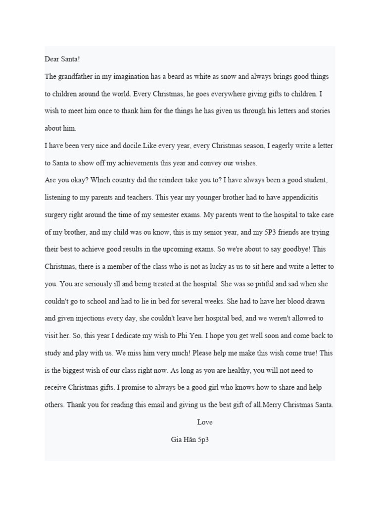 Dear Santa | PDF | Wellness