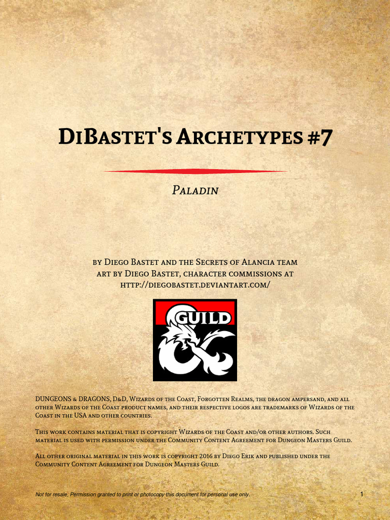 D&D 5e - DiBastet's Archetypes #07 - Paladin | PDF | Dungeons & Dragons