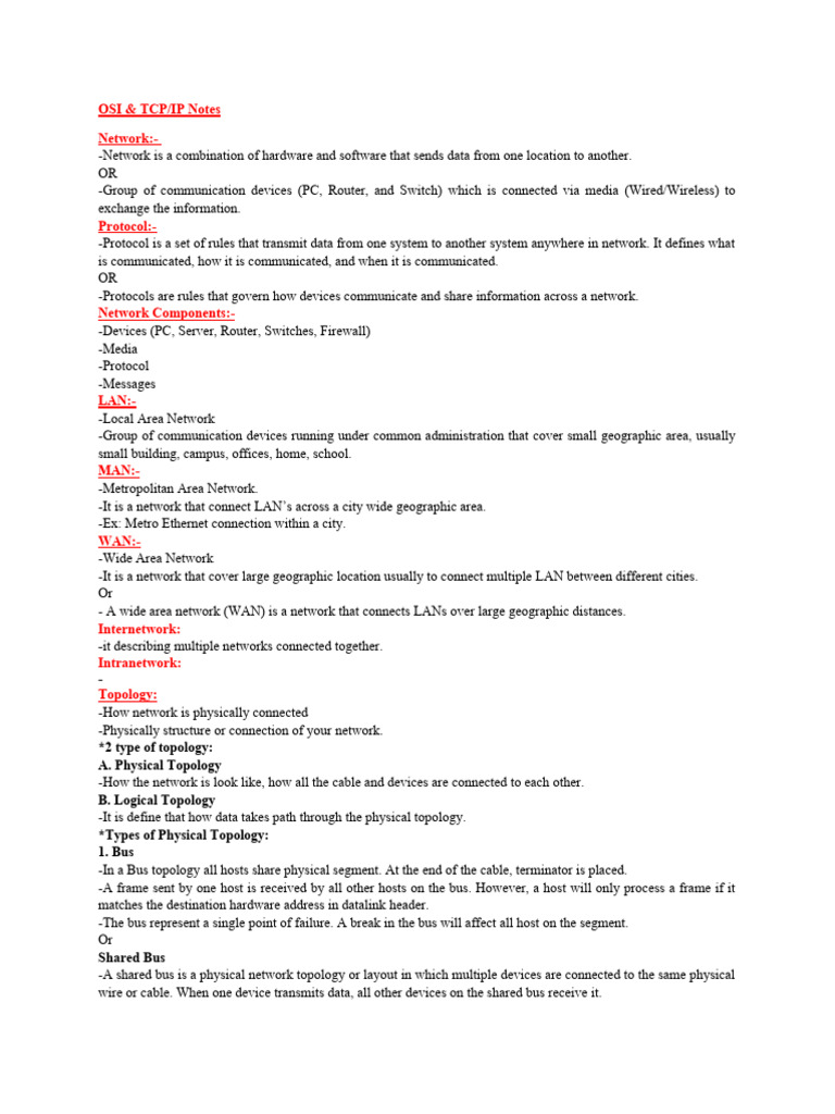 TCP IP Notes | PDF | Transmission Control Protocol | Computer Network