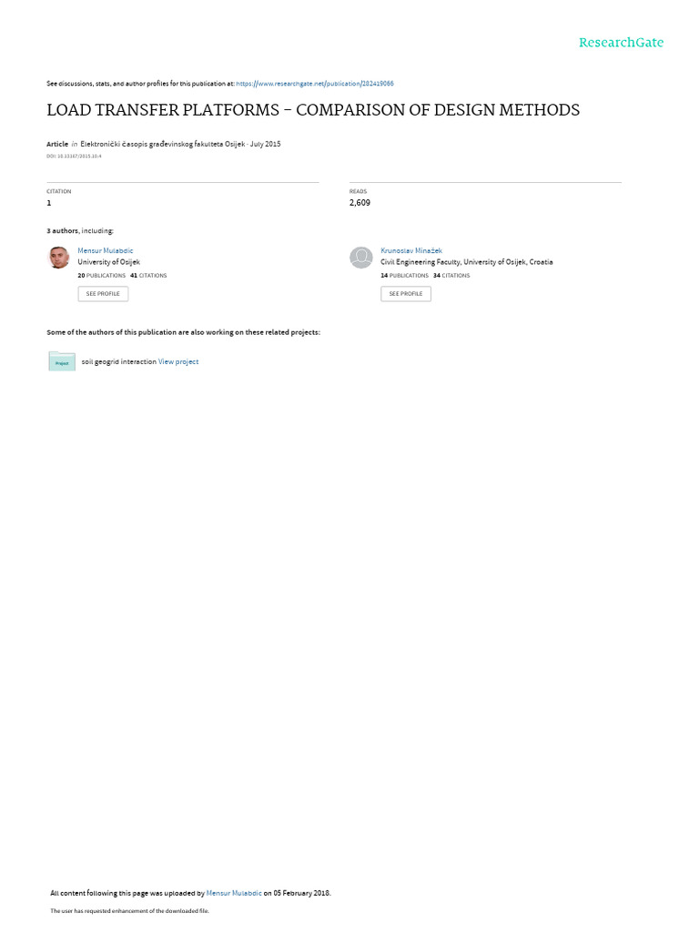 Load Transfer Platforms - Comparison of Design Met | PDF | Deep ...
