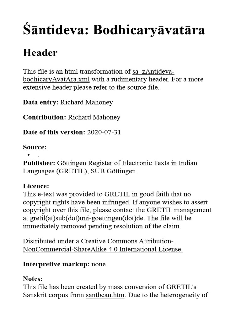 Santideva - Bodhicaryavatara PDF | PDF | Markup Language | E Text