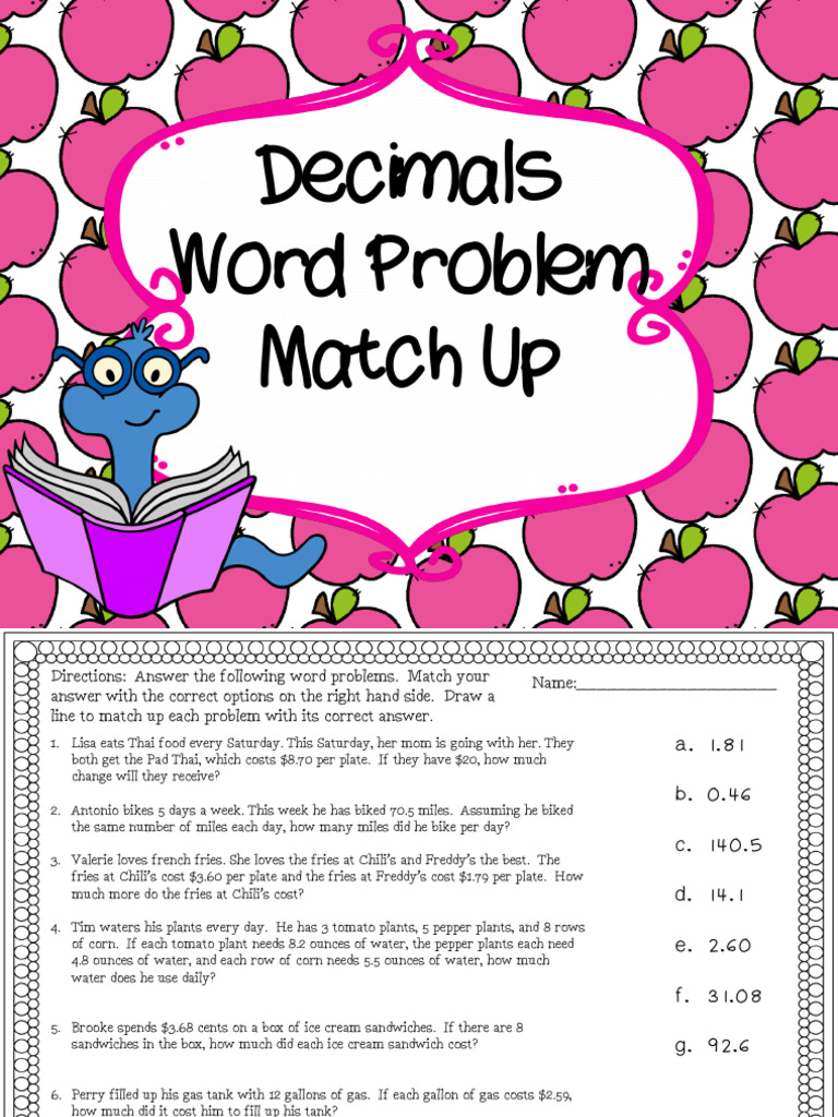 Decimals Word Problem Match Up | PDF | Chili Pepper | Foods