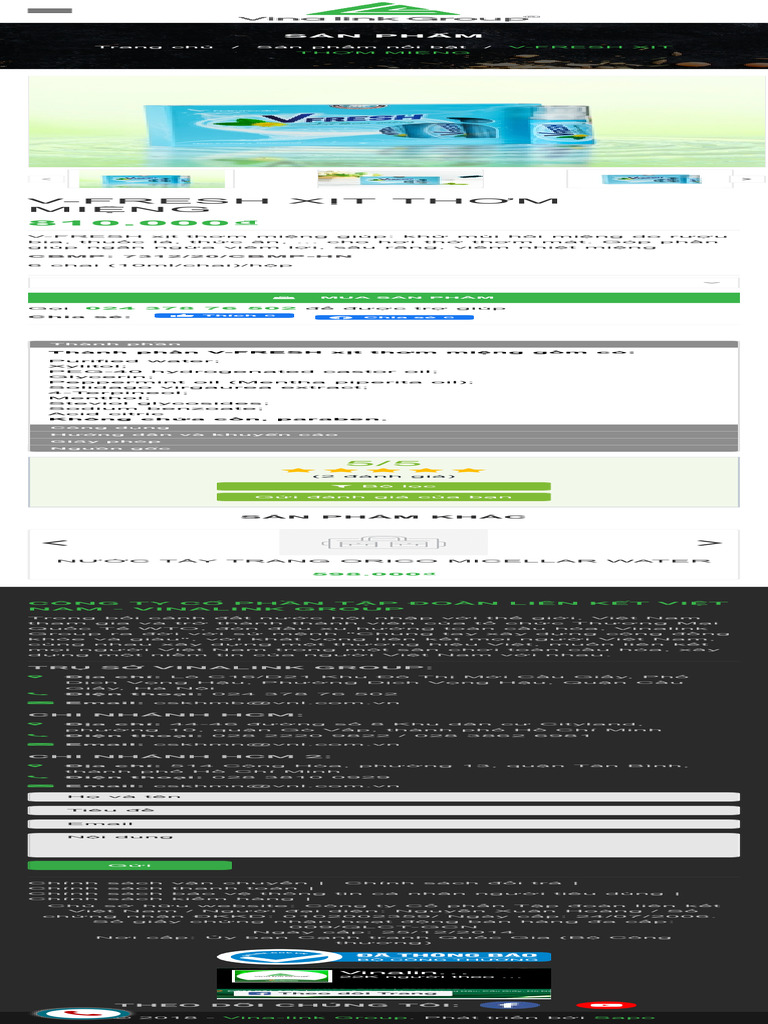 V-fresh Xịt Thơm Miệng Công Ty Cổ Phần Tập Đoàn Liên Kết Việt Nam ...