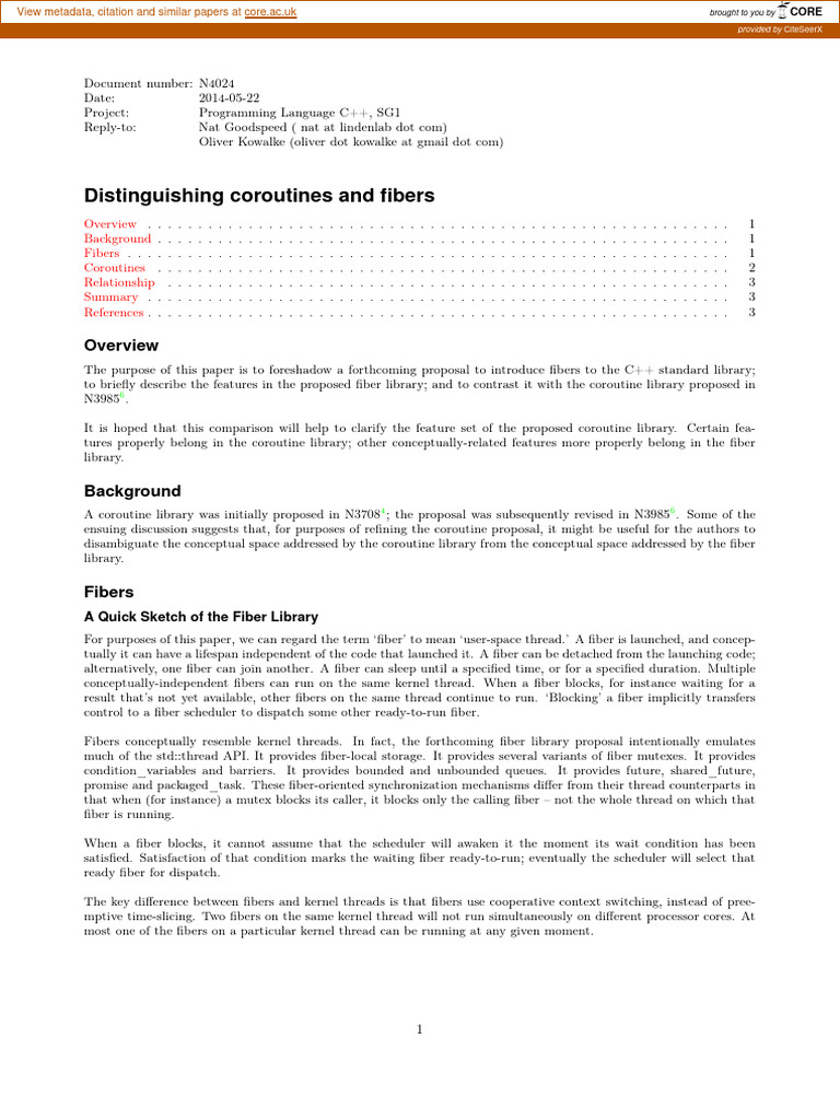 Distinguishing Coroutines and Fibers | PDF | Thread (Computing) | Computer Architecture