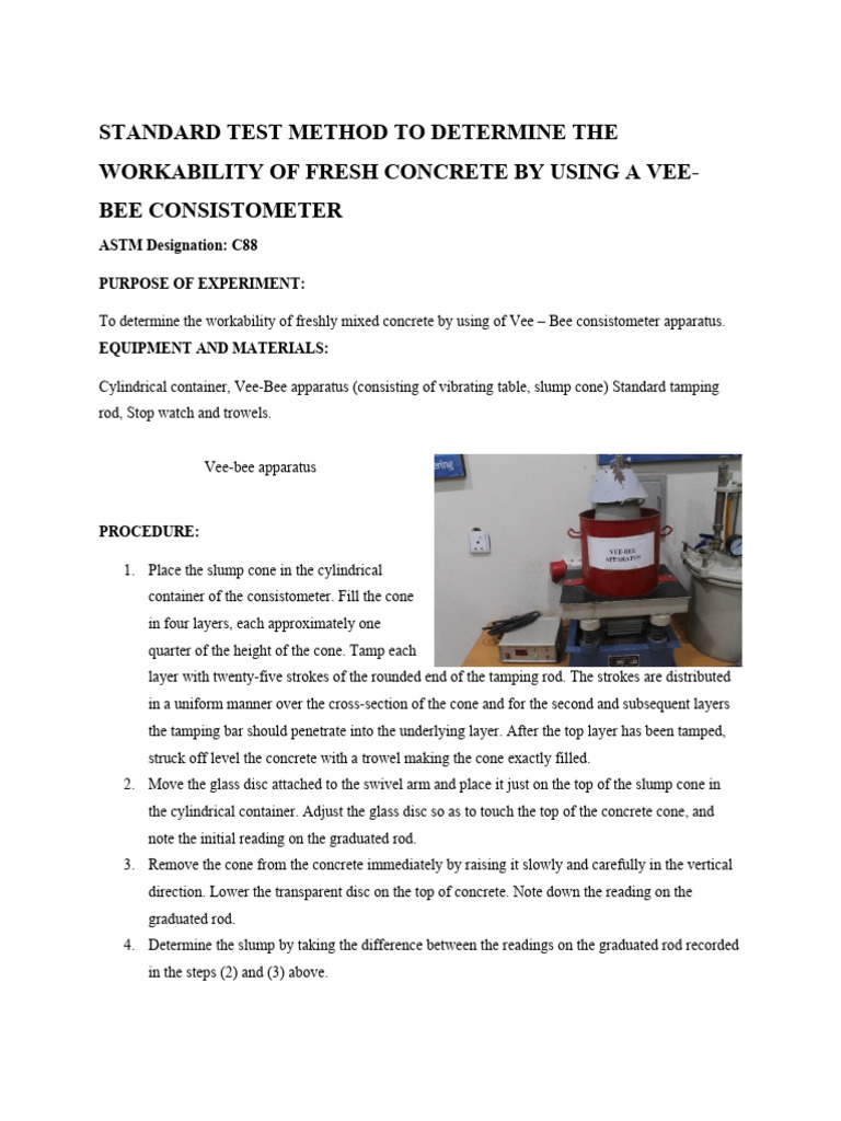 Standard Test Method To Determine The Workability of Fresh Concrete by ...