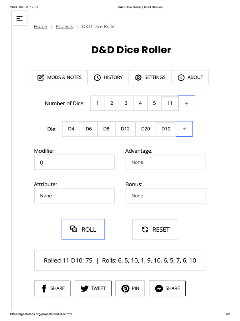 D&D Dice Roller Tool Online | PDF
