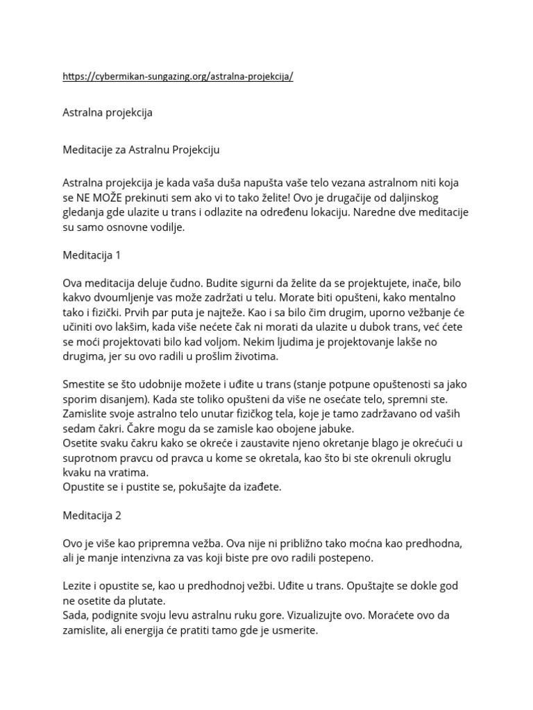 Astralna Projekcija Meditacija | PDF