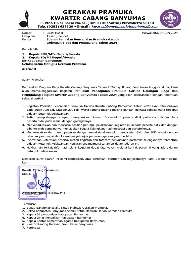 Penilaian Pramuka Garuda 2024 Banyumas | PDF