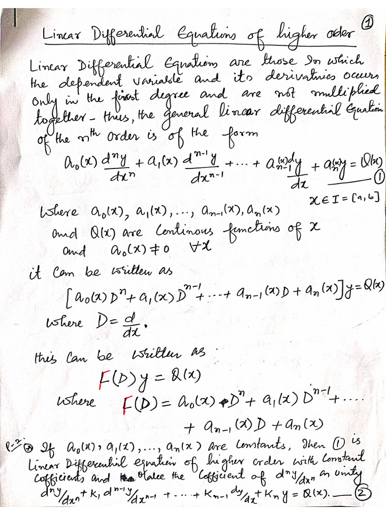 NOTES 3 Linear Diff Eqation | PDF