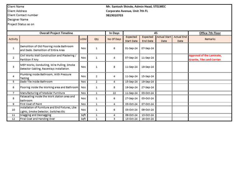Schedule - For Work | PDF | Architectural Elements | Building Engineering