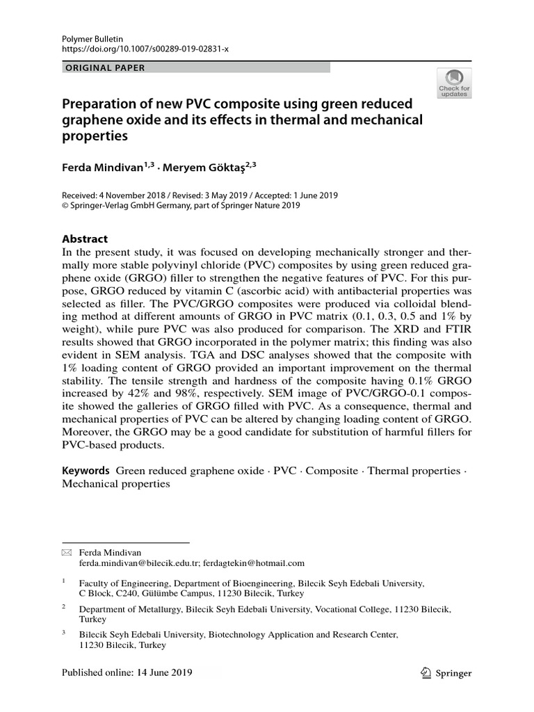 Preparation of New PVC Composite Using Green Reduced Graphene Oxide and ...