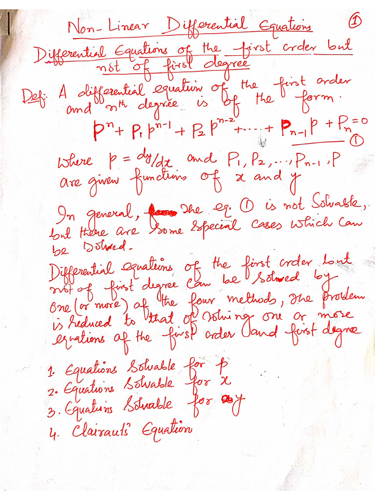 NOTES 8 Non Linear Diff Equation | PDF