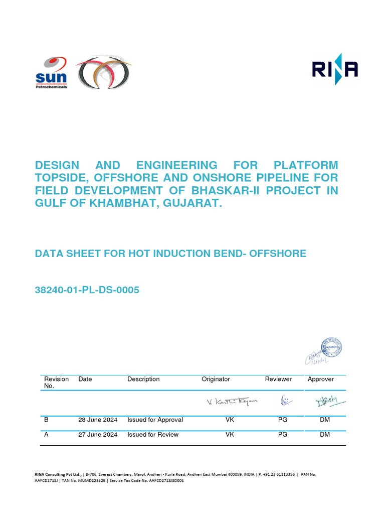 38240-01-PL-DS-0005 - Data Sheet of Induction Bend-Offshore Rev.B PEPC Rev | PDF | Pipe (Fluid ...