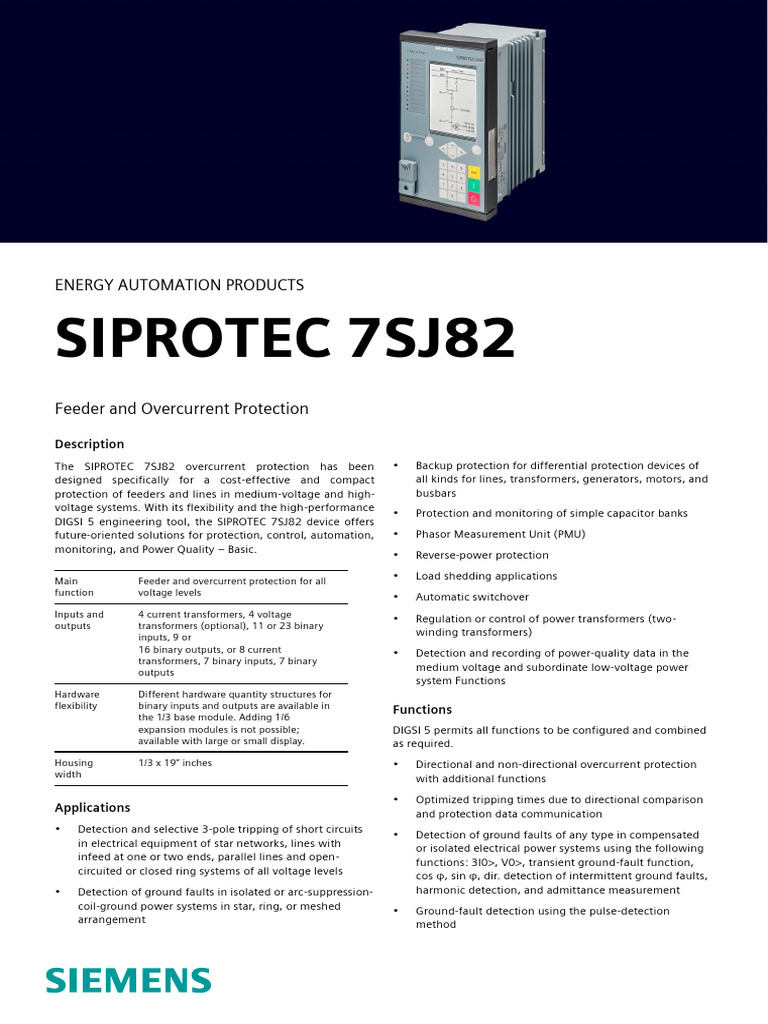 Siprotec 7sj82 Profile | PDF | Transformer | Manufactured Goods