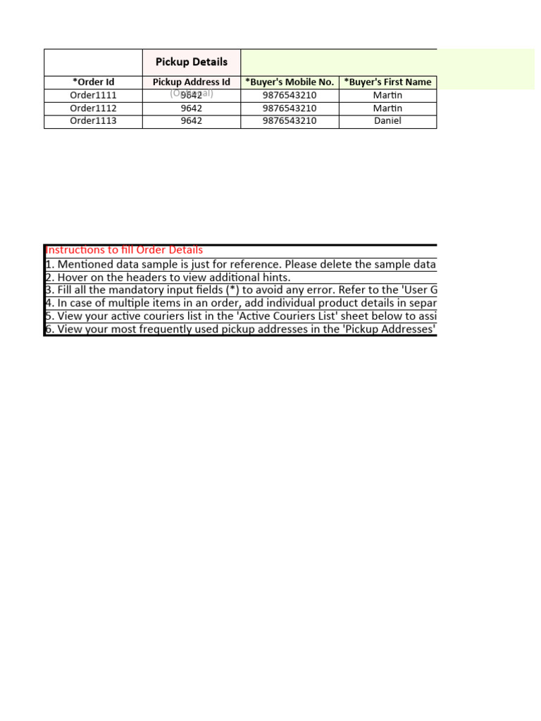 Bulk Order Basic Excel File | PDF | Length