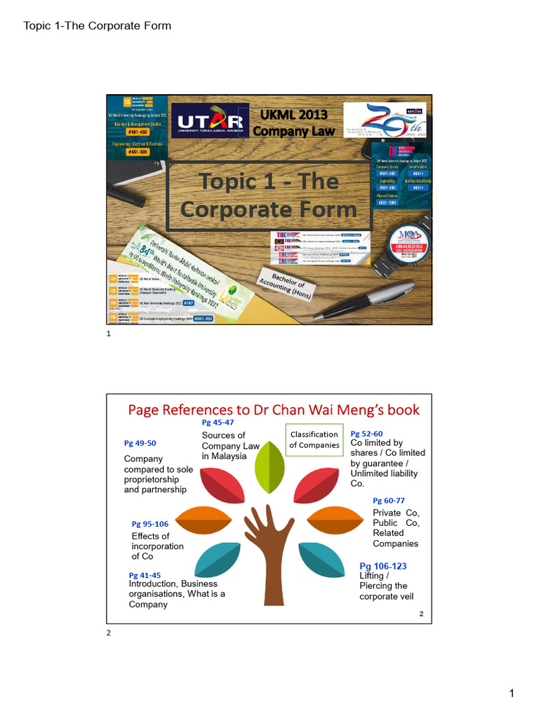 Topic 1 - The Corporate Form | PDF | Partnership | Companies