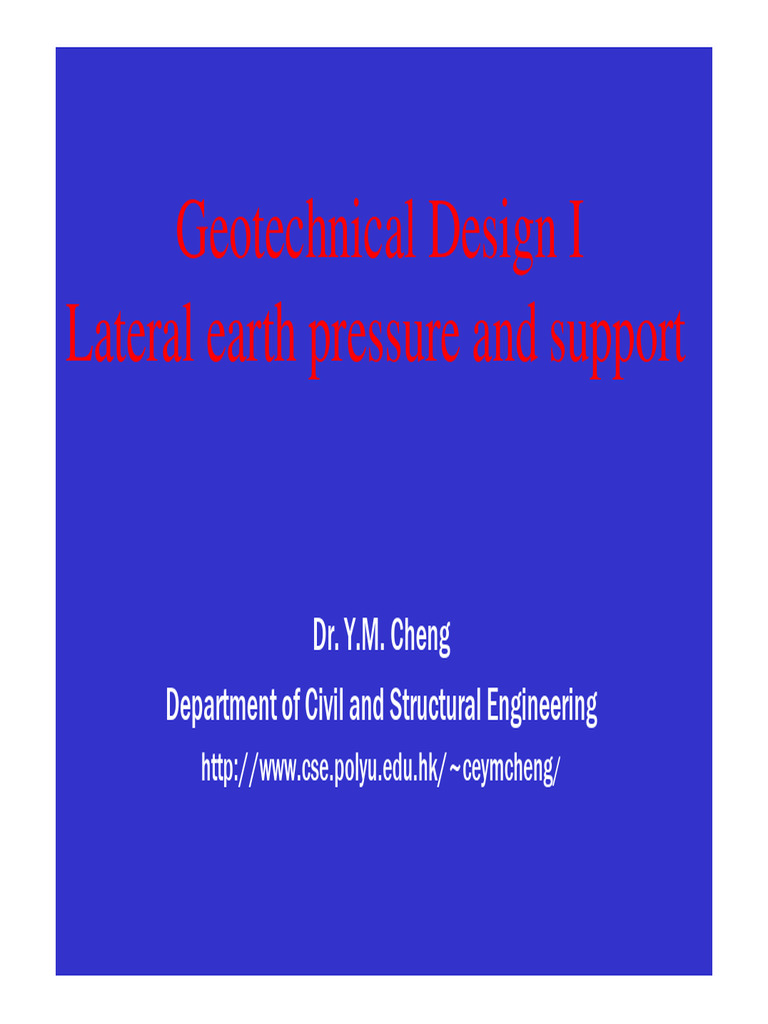 Geotechnical Design: Earth Pressure Theories | PDF | Applied And ...