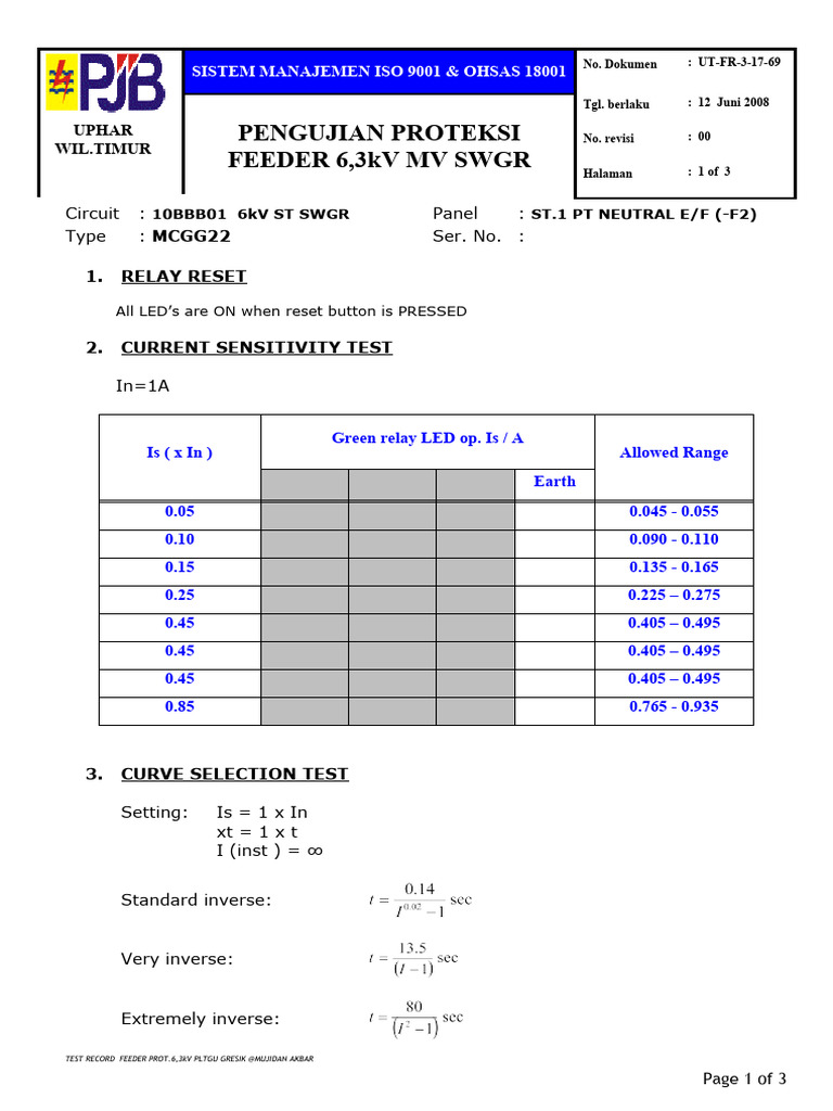 MCGG22 ST-1 PT Neutral E-F HV Side | PDF