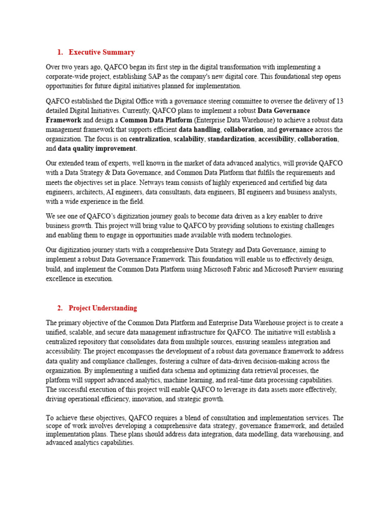 QAFCO - Propsal V2 | PDF | Strategic Management | Governance