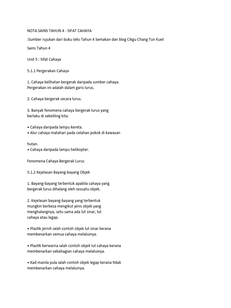 Nota Sains Tahun 4 Pdf