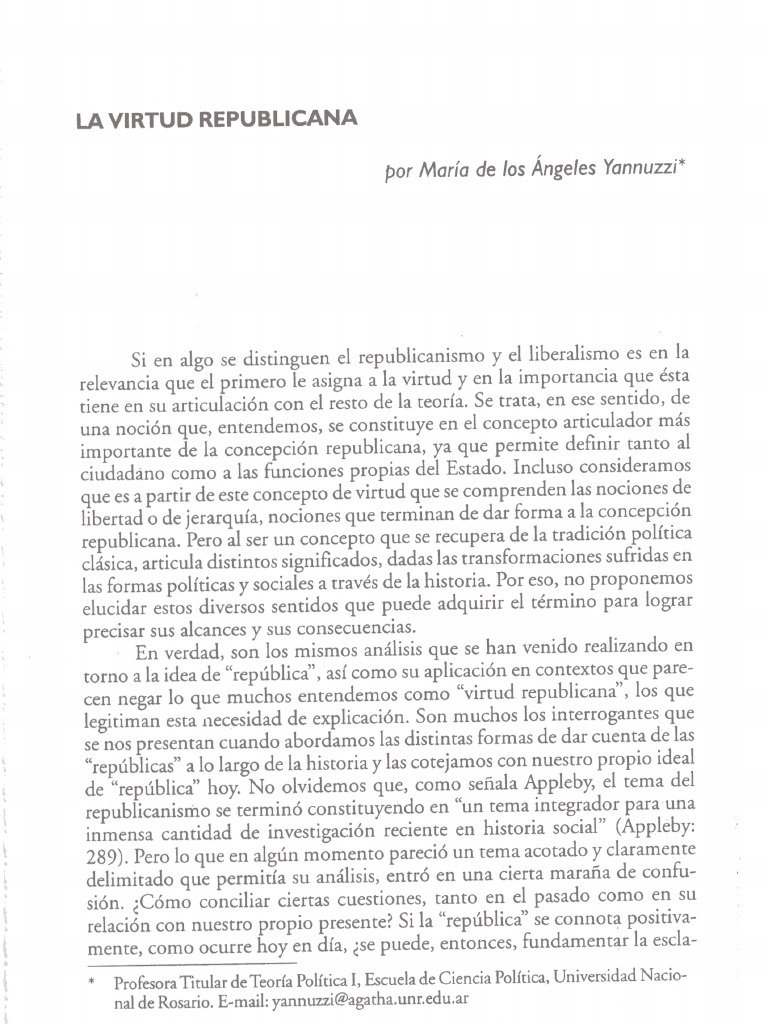 La Virtud Republicana - María de Los Ángeles Yannuzzi | PDF