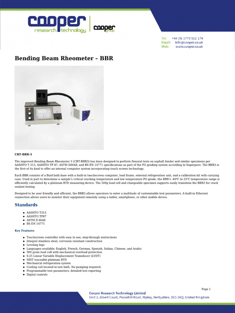 Bending Beam Rheometer BBR PDF | PDF | Touchscreen | Tablet Computer